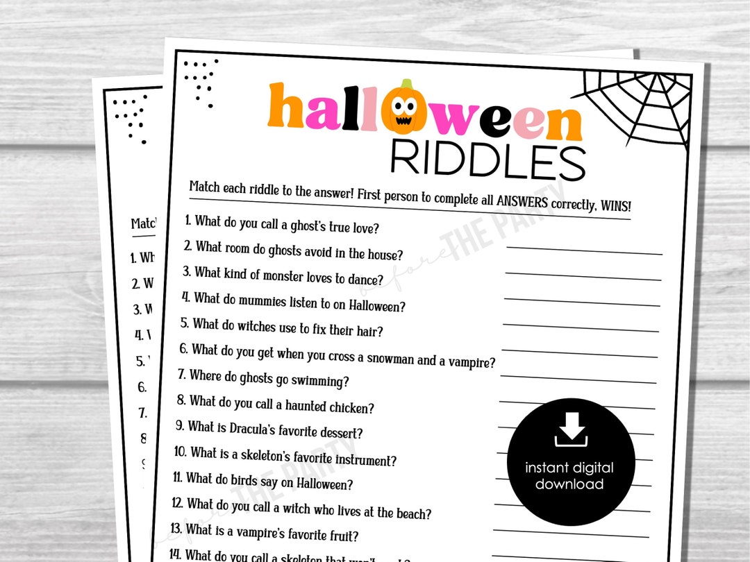 Halloween Jokes & Riddles Party Game, Halloween Games for Kids, Fun ...