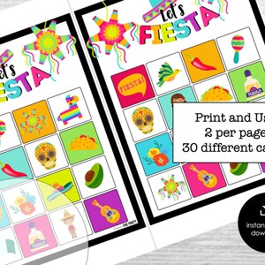 Fiesta Bingo Party Game Printable, Cinco De Mayo Bingo Game, Mexican ...