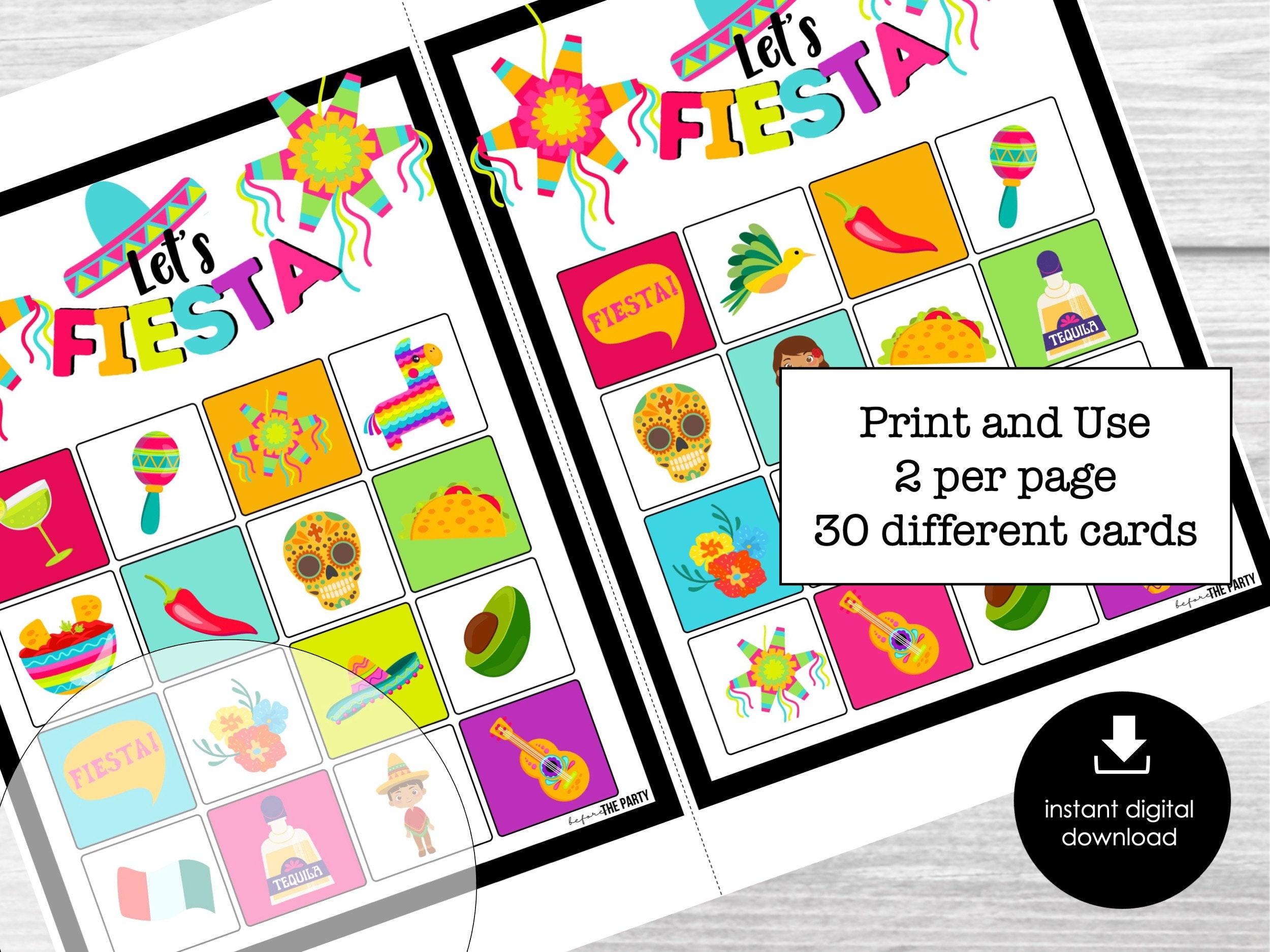 Fiesta Bingo Party Game Printable Cinco De Mayo Bingo Game - Etsy