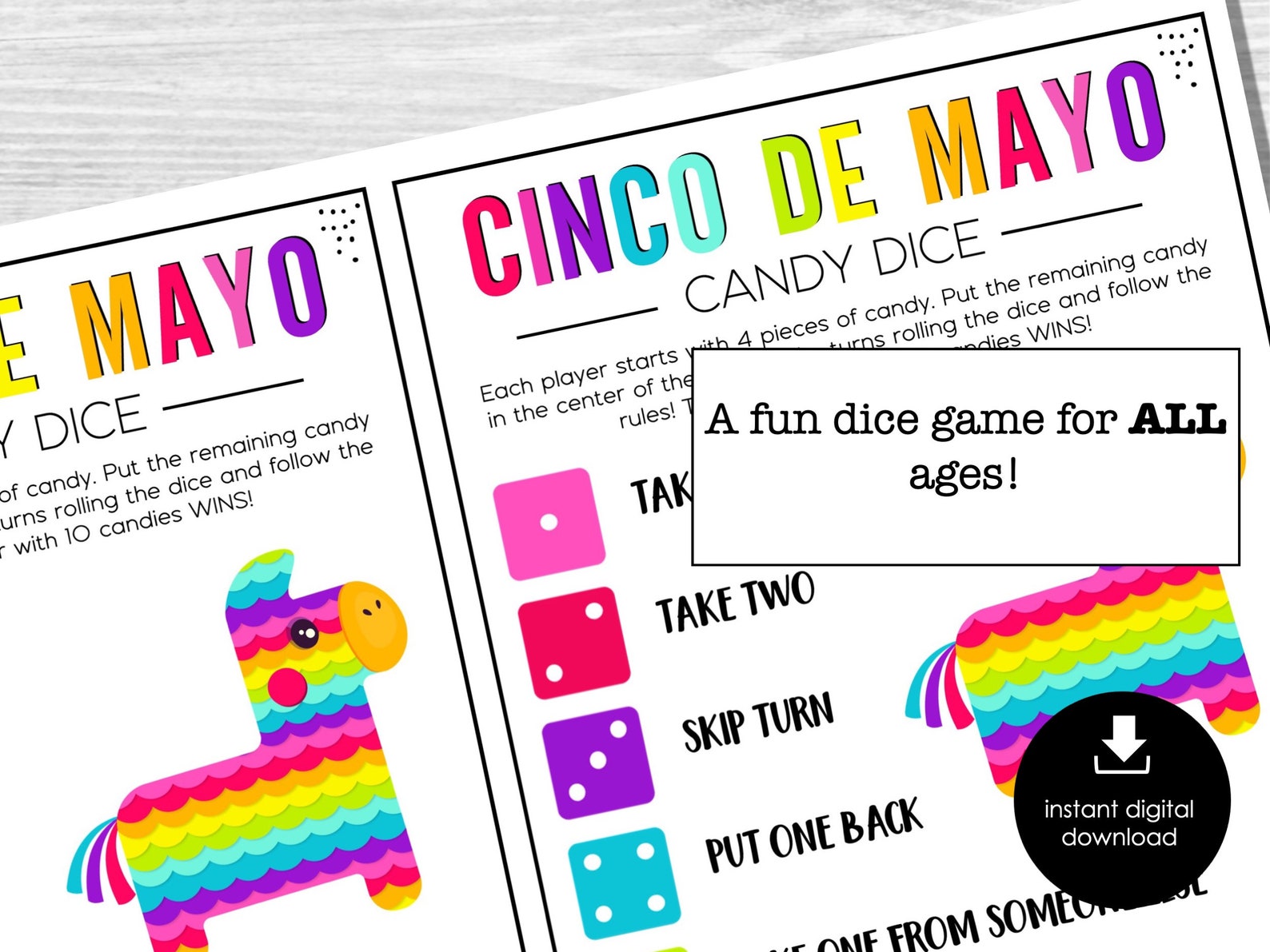 Cinco De Mayo Candy Dice Game, Printable May Party Game, Fiesta Group ...