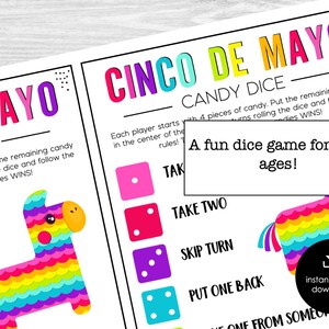 Cinco De Mayo Candy Dice Game, Printable May Party Game, Fiesta Group ...