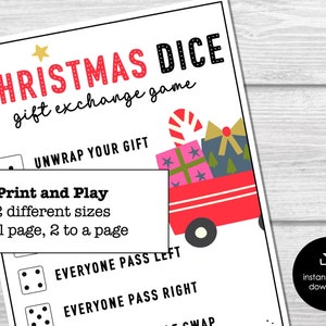 Roll the Dice Christmas Gift Exchange Game, Fun Gift Swap Dice Game ...