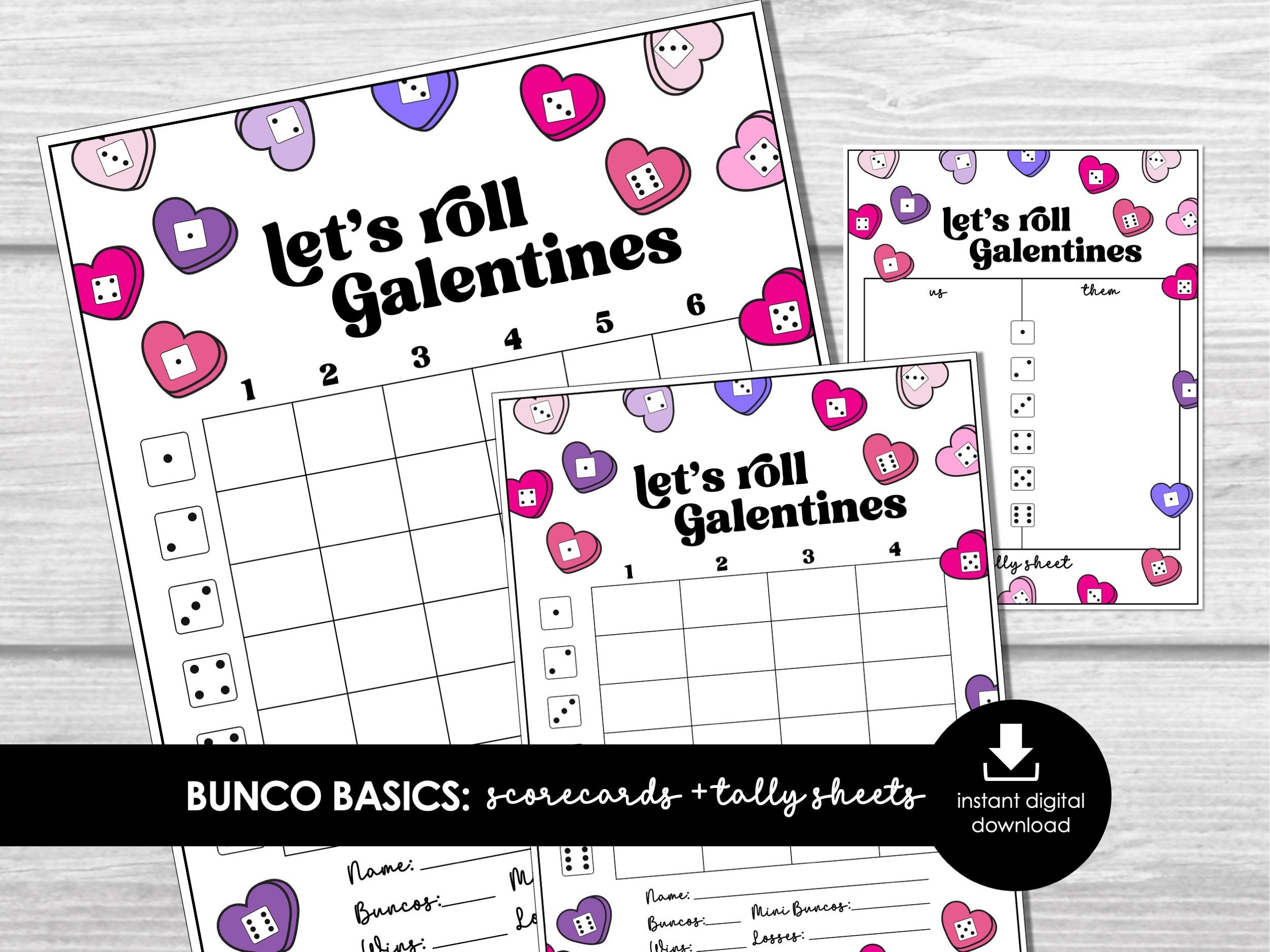 Galentine's Day Bunco Score Cards, Valentines Bunco Score Sheets, Heart ...