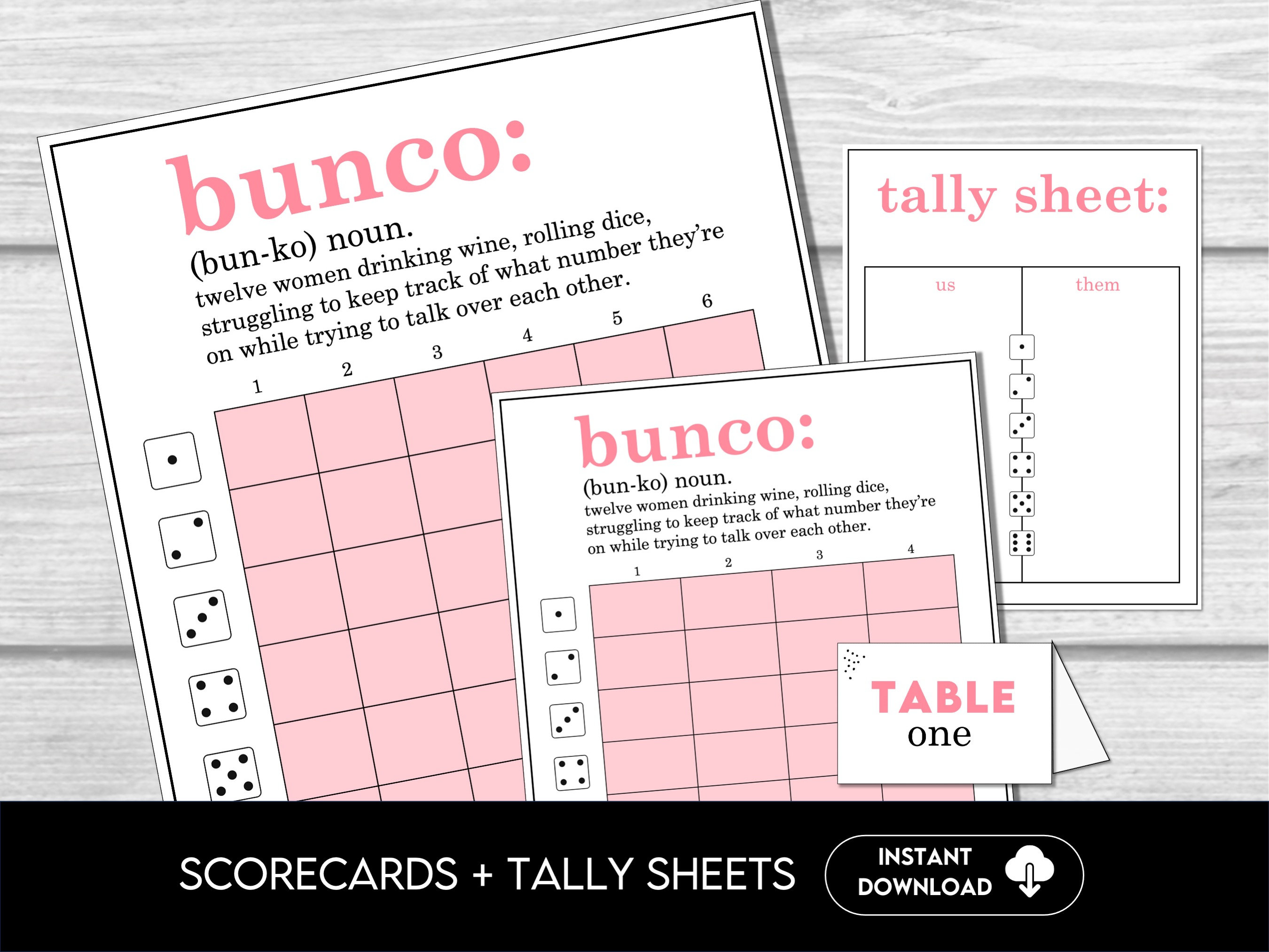 Funny Bunco Definition Scorecards for Bunco Night, Includes Tally ...