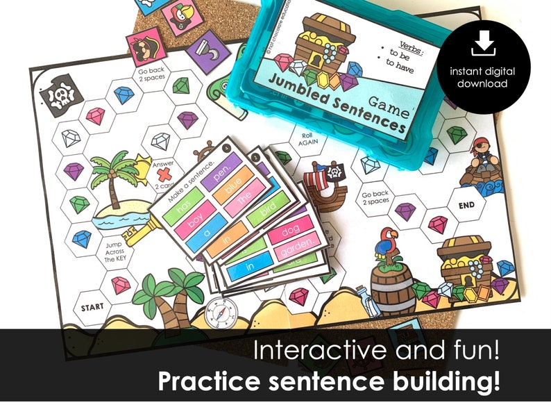 Sentence Building Printable Board Game, Verb Tenses BE & HAVE ...