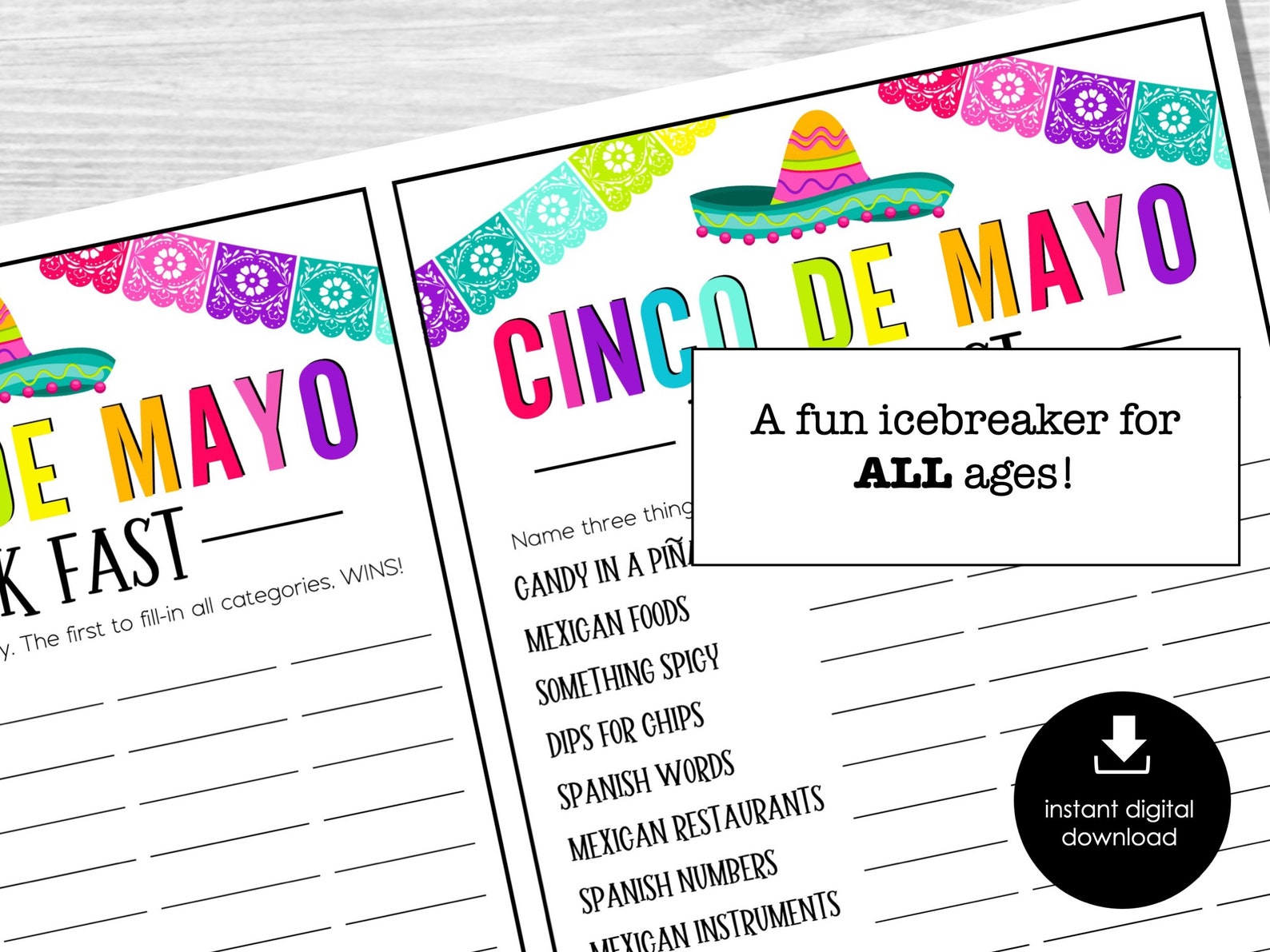 Cinco De Mayo THINK FAST Game Word Game for Parties Mexican - Etsy