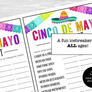 Cinco De Mayo THINK FAST Game, Word Game for Parties, Mexican Fiesta ...
