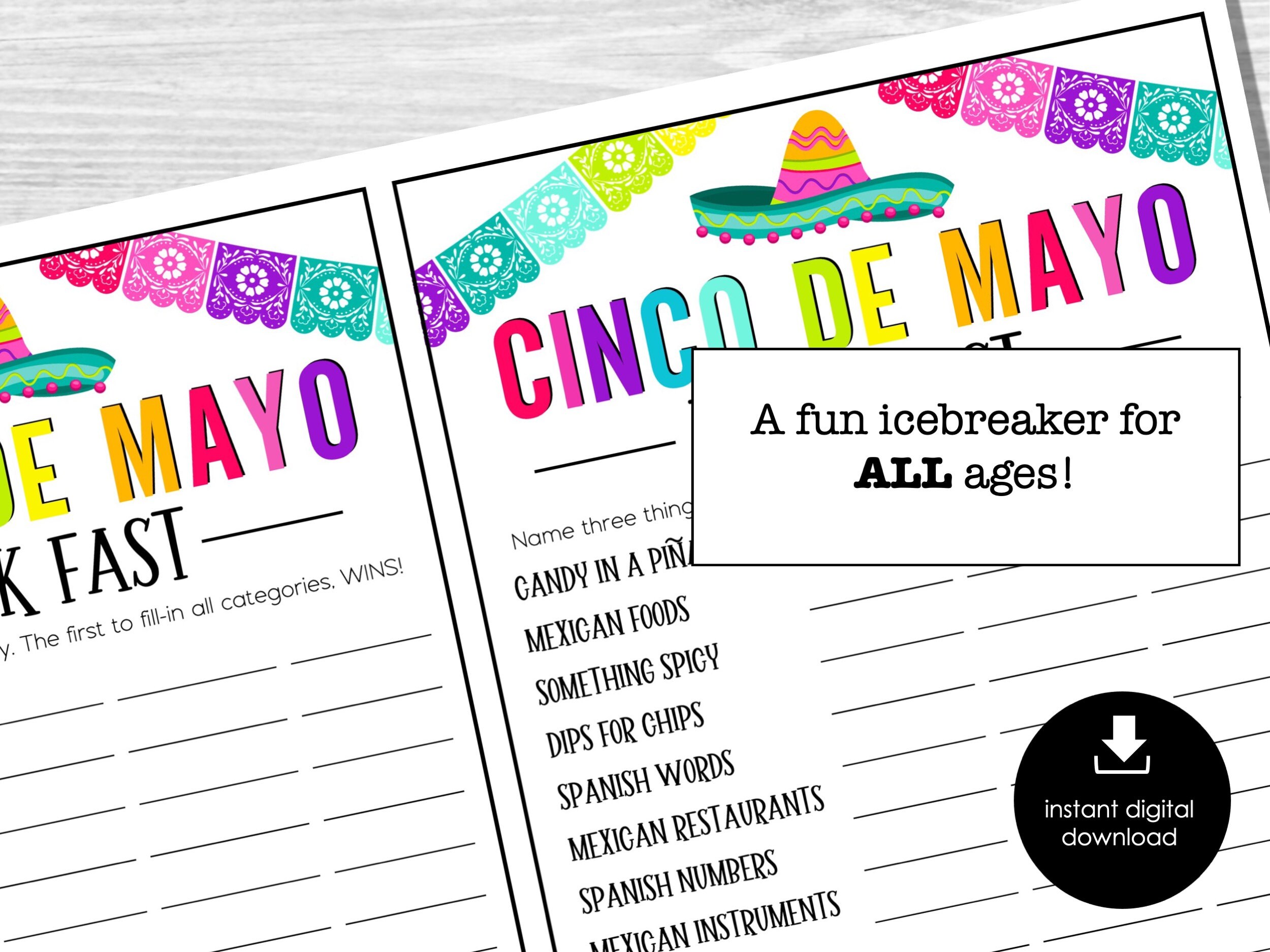 Cinco De Mayo THINK FAST Game Word Game for Parties Mexican - Etsy