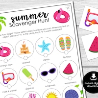 Summer Scavenger Hunt, Printable Kids Activity, Indoor Outdoor Treasure ...