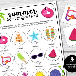 Summer Scavenger Hunt, Printable Kids Activity, Indoor Outdoor Treasure ...