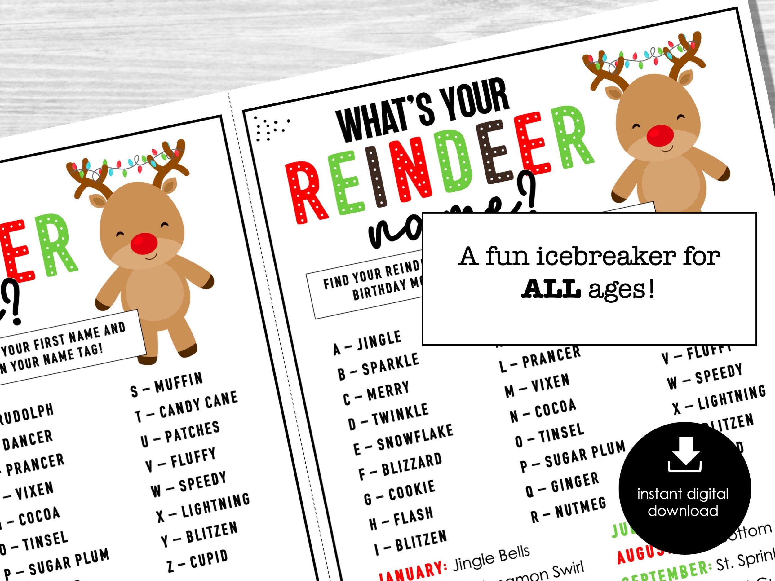 What's Your Reindeer Name, Christmas Name Game, Fun Party Name Tags ...