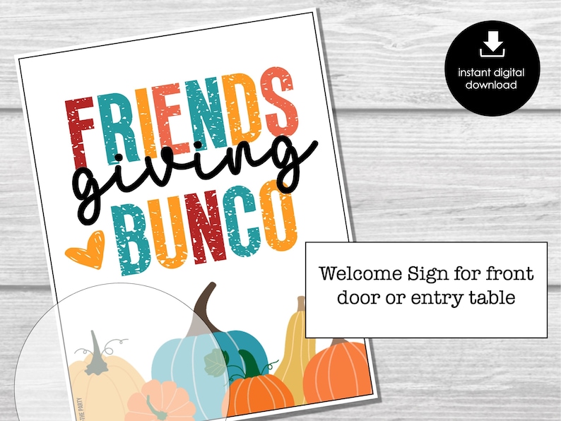 Friendsgiving Bunco Party Bundle Printable, Score Cards & Table Markers ...