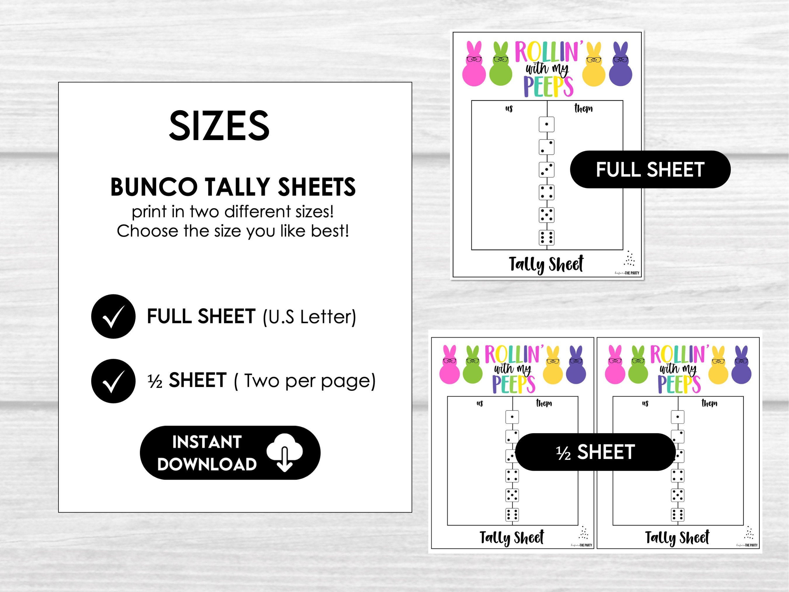 Easter Bunco Party Bundle Printable, Peeps Score Sheets & Editable ...