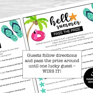Summer Party Game: Pass the Prize - Fun Gift Exchange (printable) - Etsy