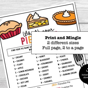 What's Your Pie Name With Name Tags & Sign, Icebreaker, Pie Contest ...