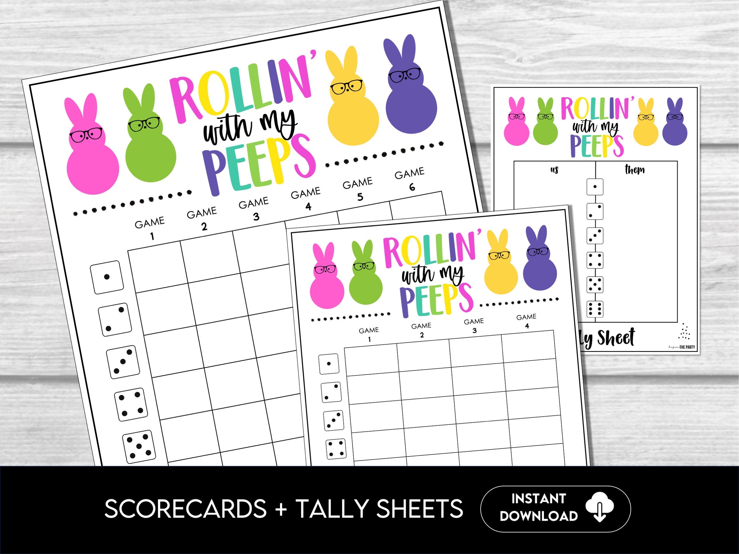 Rollin With My Peeps Score Sheet Bundle, Fun Easter Scorecards, Tally ...