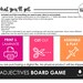 Adjectives Printable Board Game, Education Games, Grammar Game, ESL ...