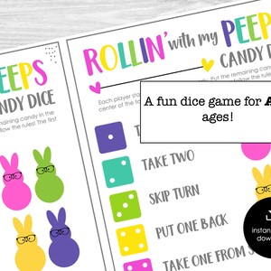 Easter Candy Dice Game: Peeps Party Printable (digital Download) - Etsy