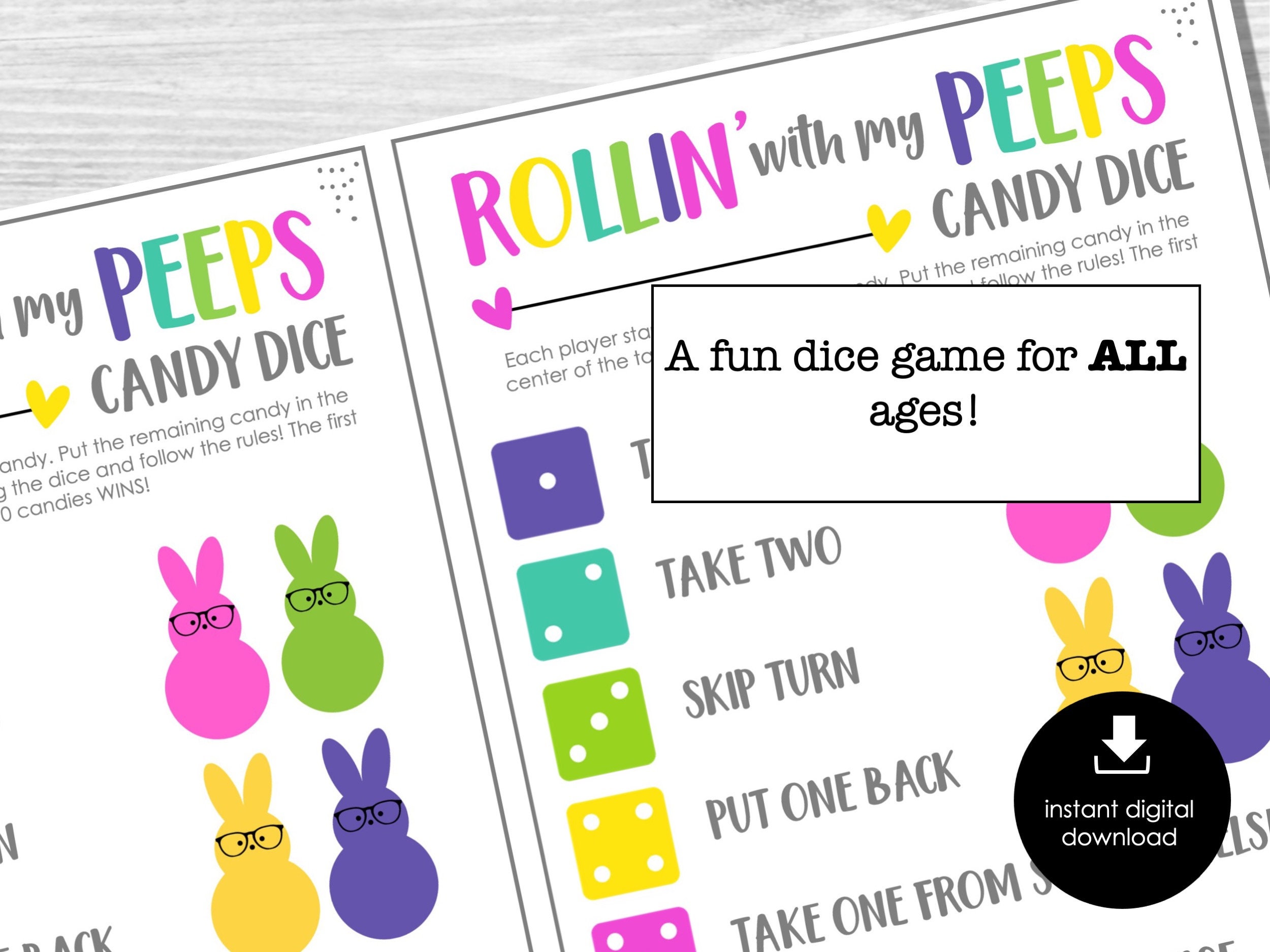 Easter Candy Dice Game: Peeps Party Printable (digital Download) - Etsy