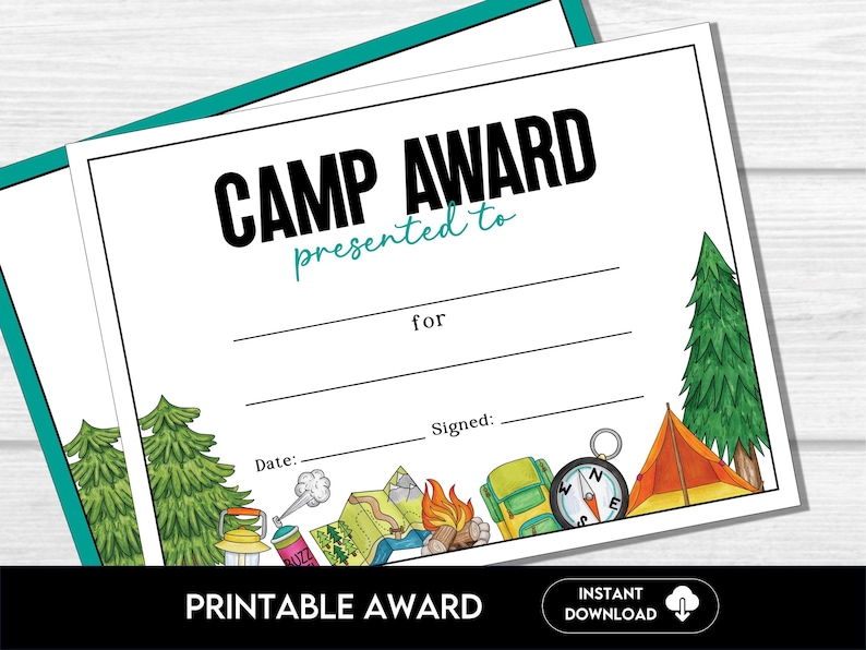 Summer Camp Award Certificates for Kids (printable) - Etsy