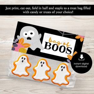 Halloween Ghost TREAT Bag Topper, 4" 5" 6.5", Halloween Bag Topper ...
