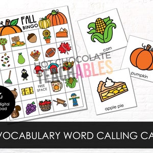 FALL Bingo, Printable AUTUMN Vocabulary Bingo Game, Practice Fall Words ...