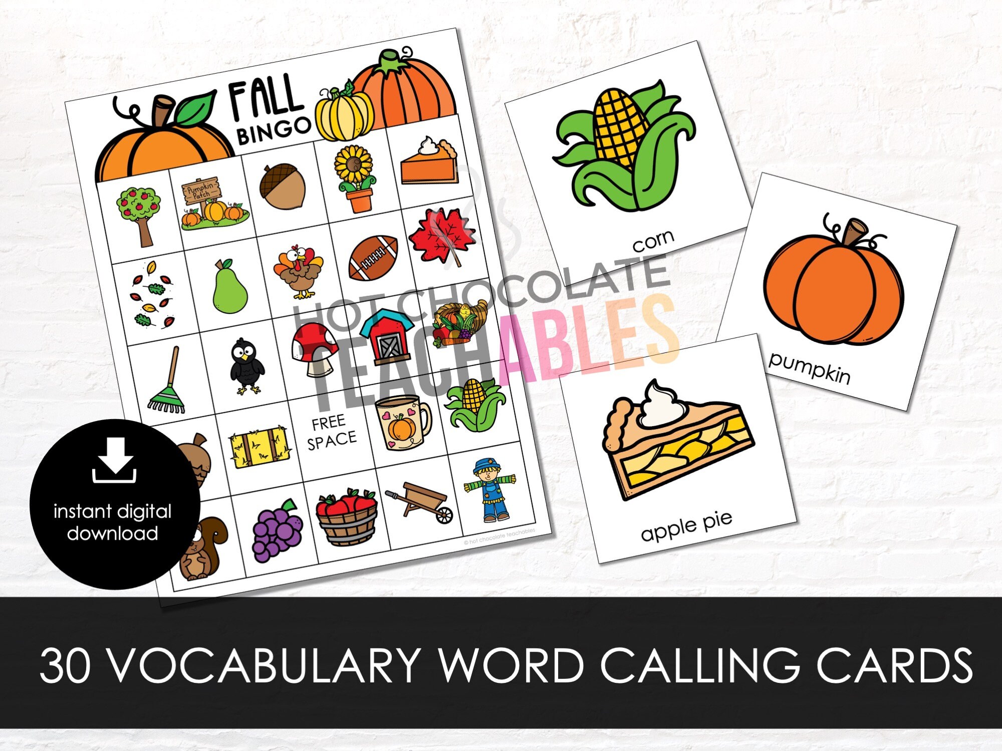 FALL Bingo Printable AUTUMN Vocabulary Bingo Game Practice - Etsy