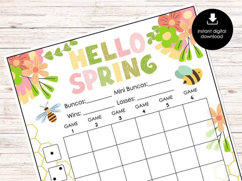 Hello Spring Bunco Score Cards April Bunco Score Sheets - Etsy