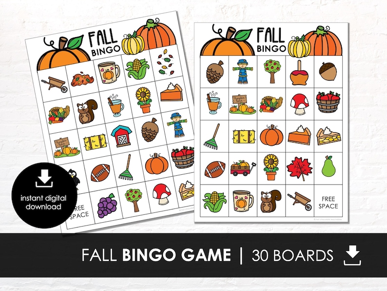 FALL Bingo Printable AUTUMN Vocabulary Bingo Game Practice - Etsy