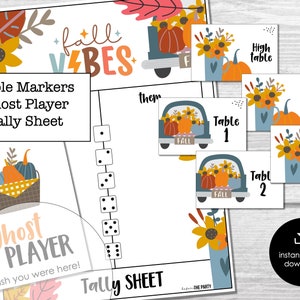 Fall VIBES Bunco Score Cards, Autumn Bunco Score Sheets, FALL Bunco ...