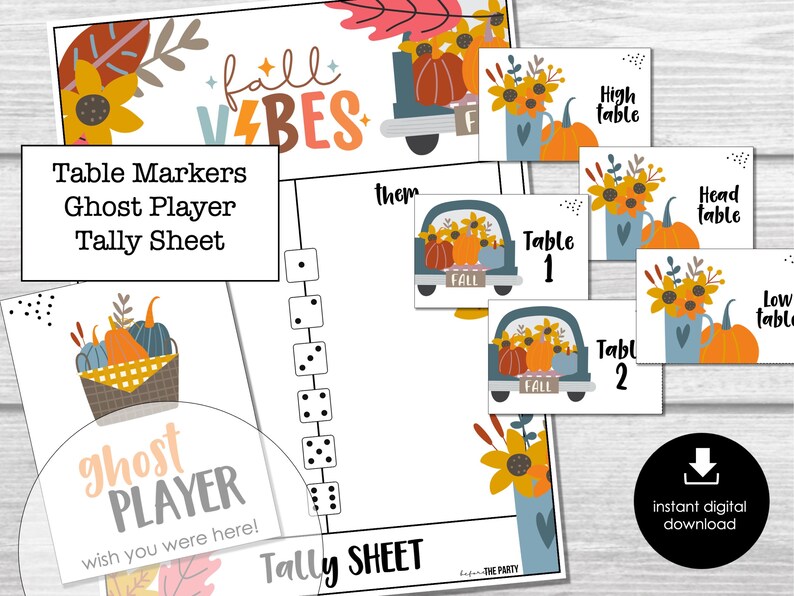 Fall VIBES Bunco Score Cards Autumn Bunco Score Sheets FALL - Etsy