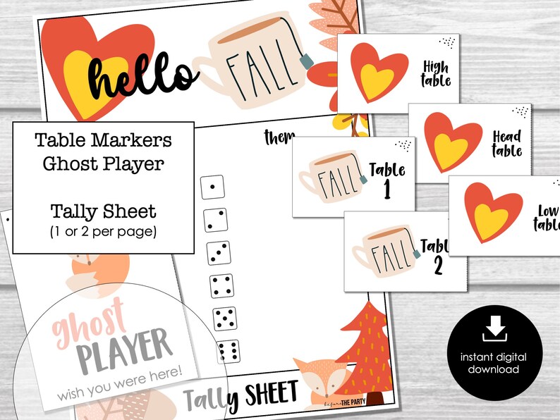 Fall Bunco Score Cards, Autumn Leaves Bunco Score Sheets, FALL Harvest ...