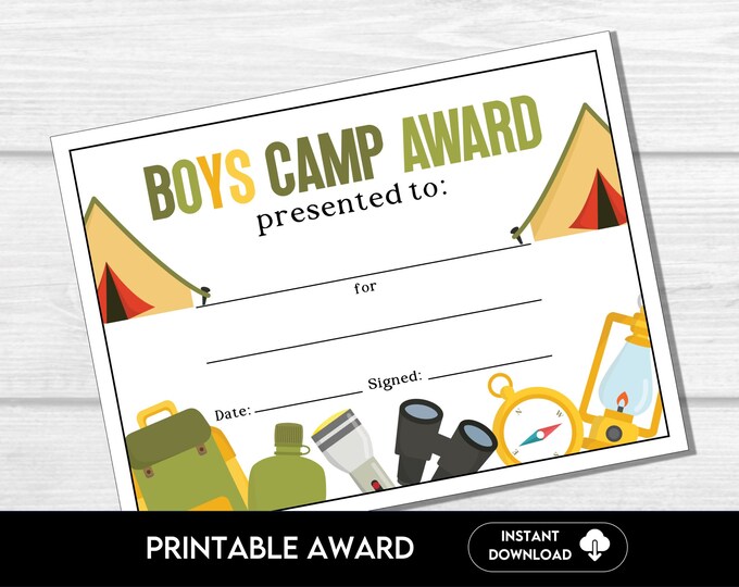 40 Customizable Camp Awards, Fun Animal Themed Summer Camp Certificates ...
