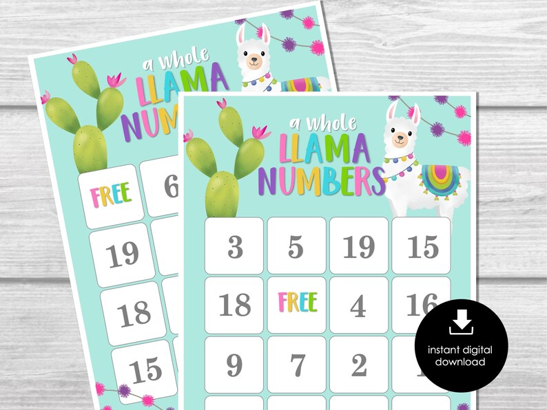 Llama Party Bingo Game Cute Bingo Cards Bingo Printable for - Etsy