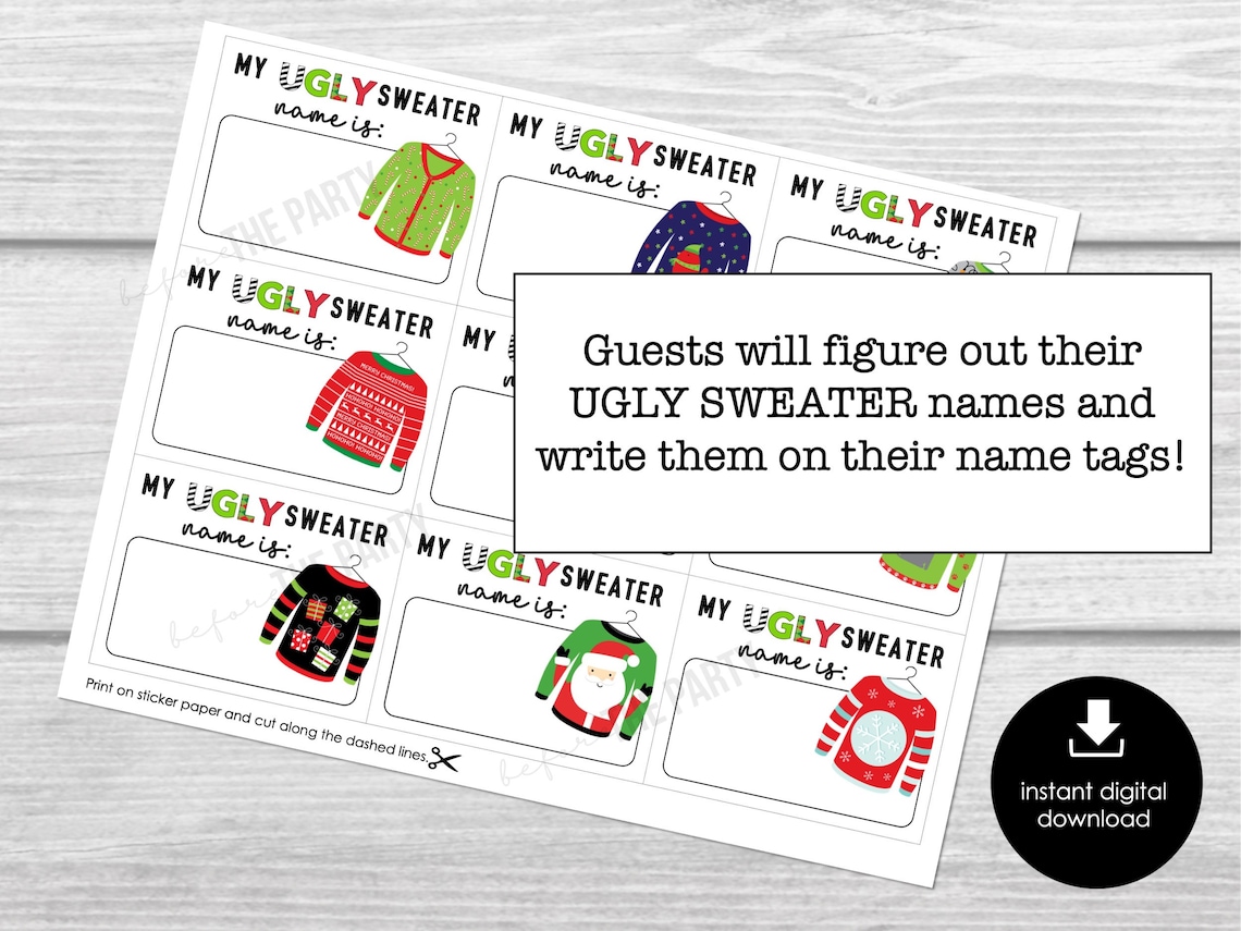 Ugly Sweater Name Game: Christmas Party Icebreaker (digital Download ...