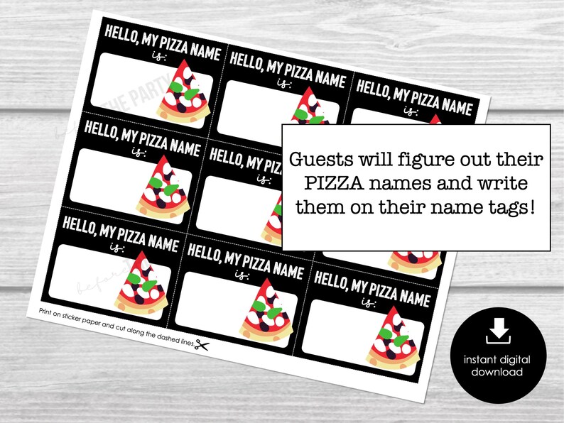 Pizza Name Game: Fun Party Icebreaker With Name Tags (digital Download ...