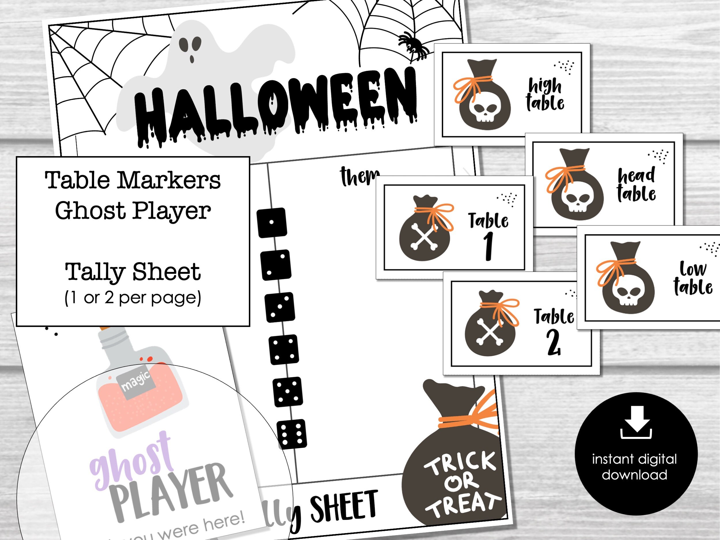 Halloween Bunco Score Cards, Bunco Printables, October Bunco Party ...