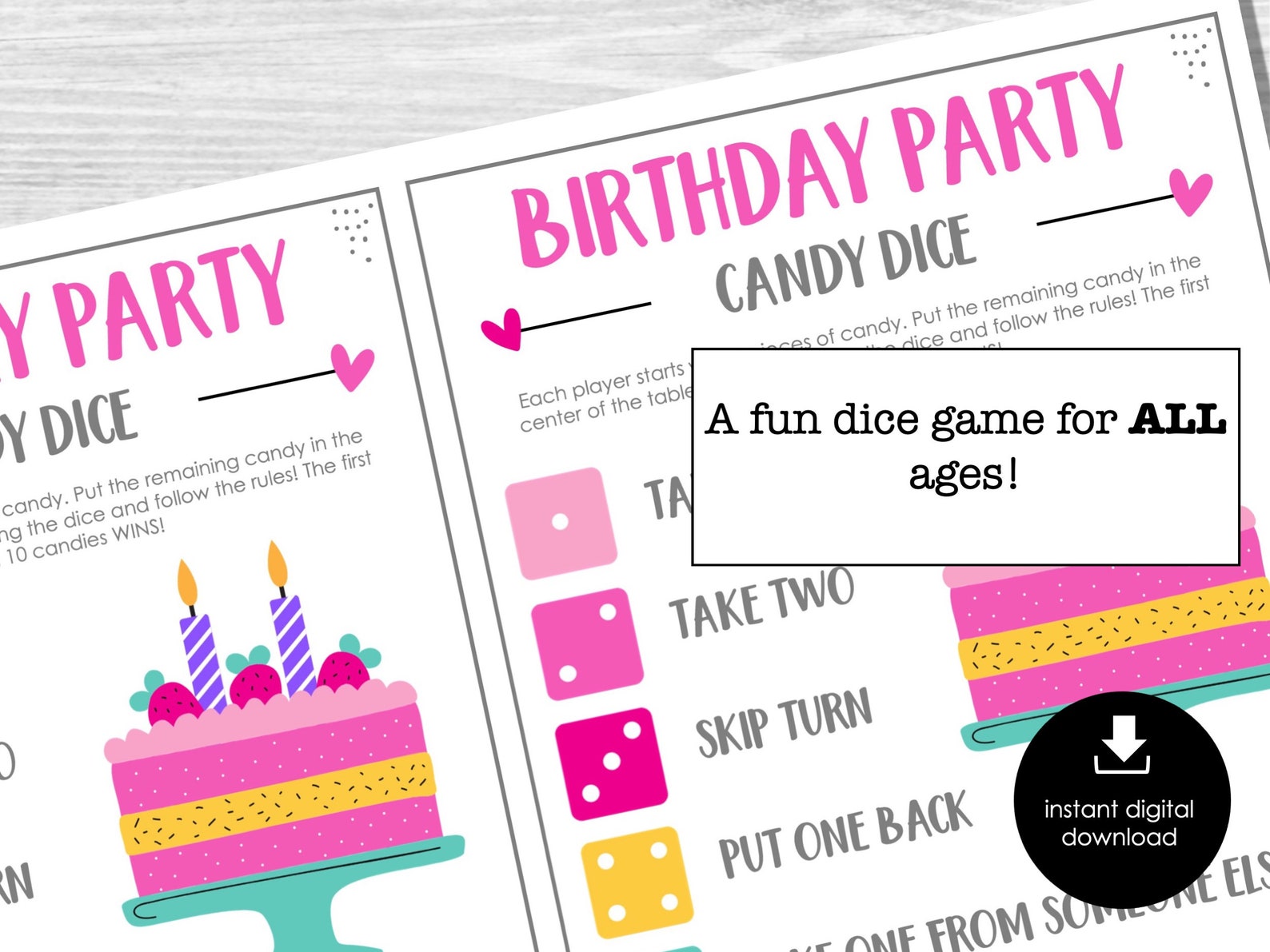 Birthday Candy Dice Game, Fun Birthday Party Game, Slumber Party Game ...