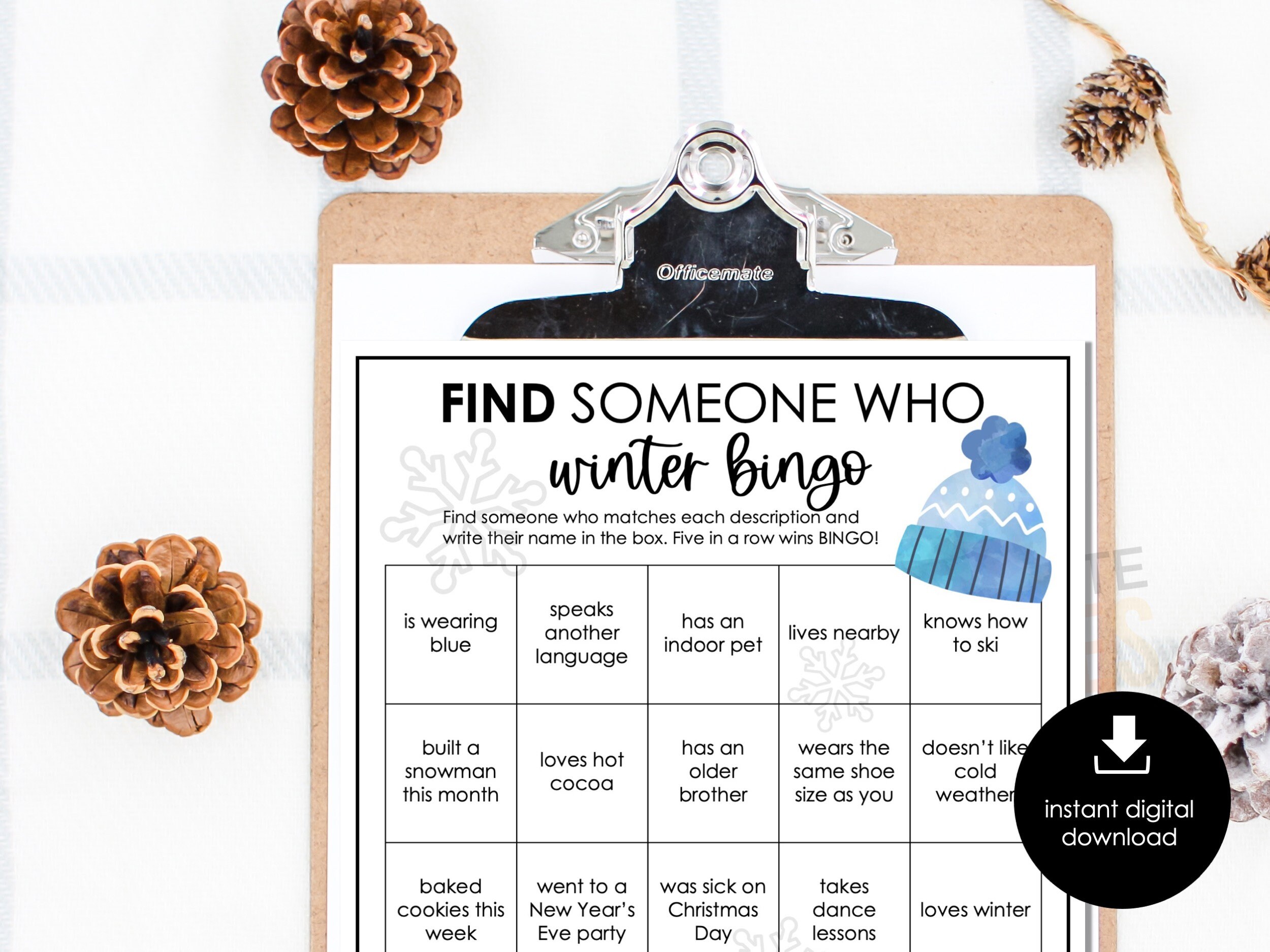 Winter Find Someone Who Printable Bingo Game, Holiday Party Game ...