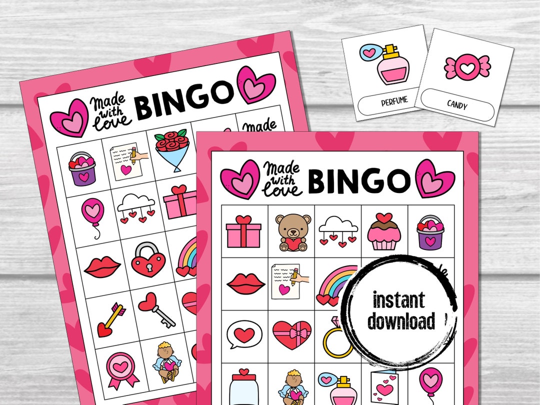 Valentines Day Bingo Game for Kids and Adults | Valentines Printable ...
