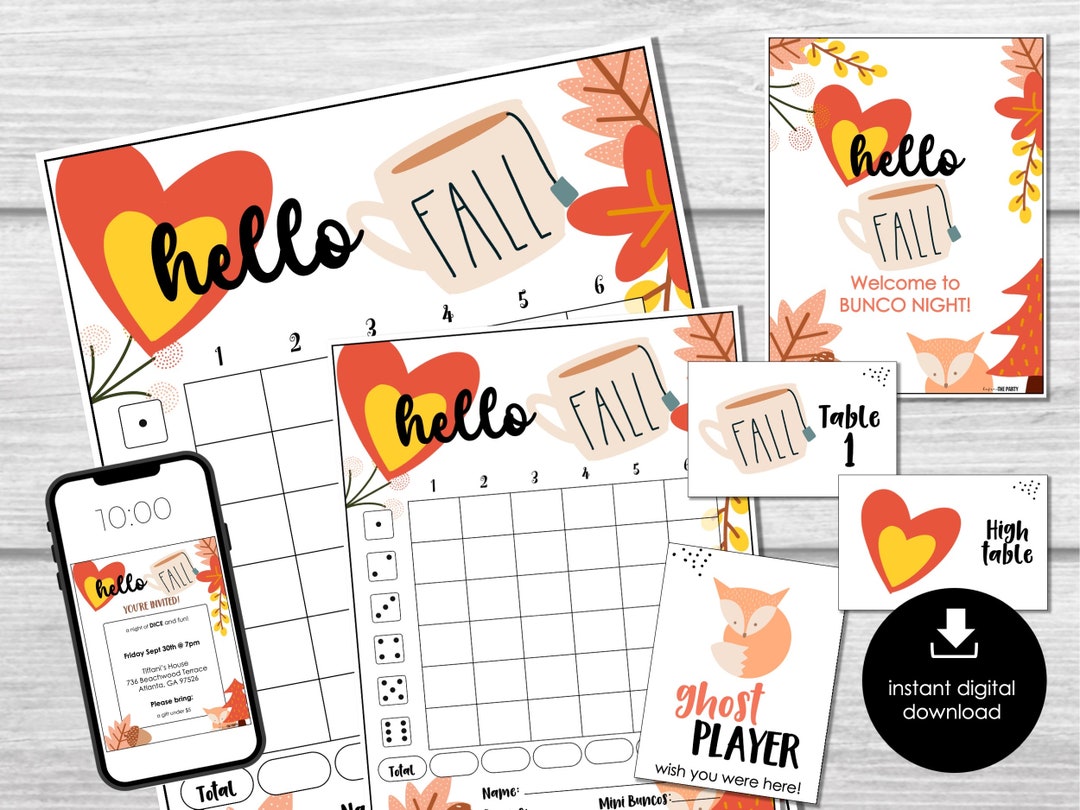 Fall Bunco Score Cards, Autumn Leaves Bunco Score Sheets, FALL Harvest ...
