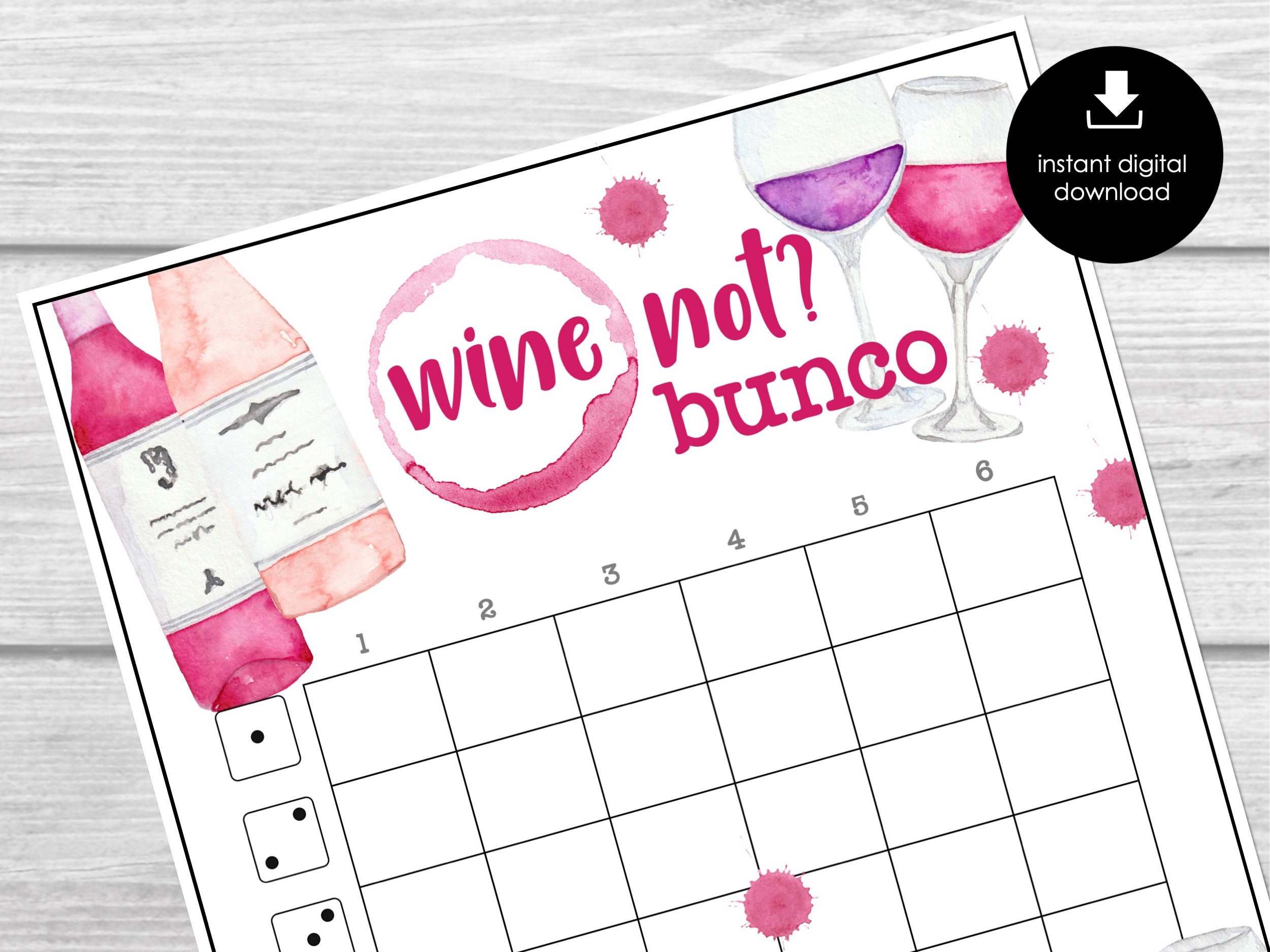Wine Lovers Bunco Score Sheets Funny Wine Bunco Bunco - Etsy