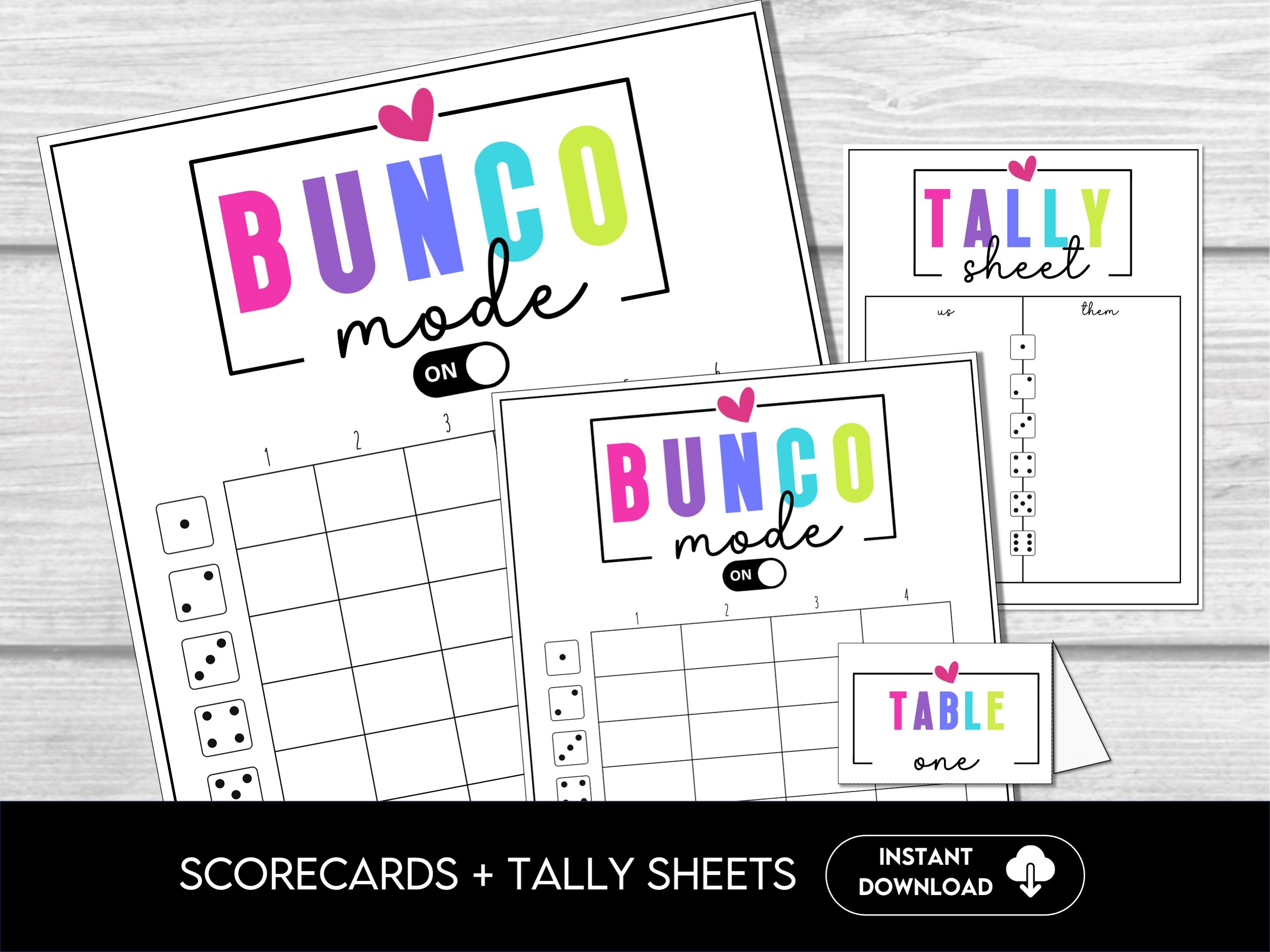 Cute Bunco Mode Scorecards for Bunco Night, Includes Tally Sheets and ...