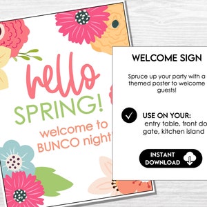 Hello Spring Bunco Score Cards, April Bunco Score Sheets, Spring Bunco ...