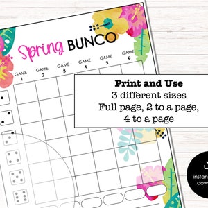 Spring Bunco Score Cards April Bunco Score Sheets Spring - Etsy