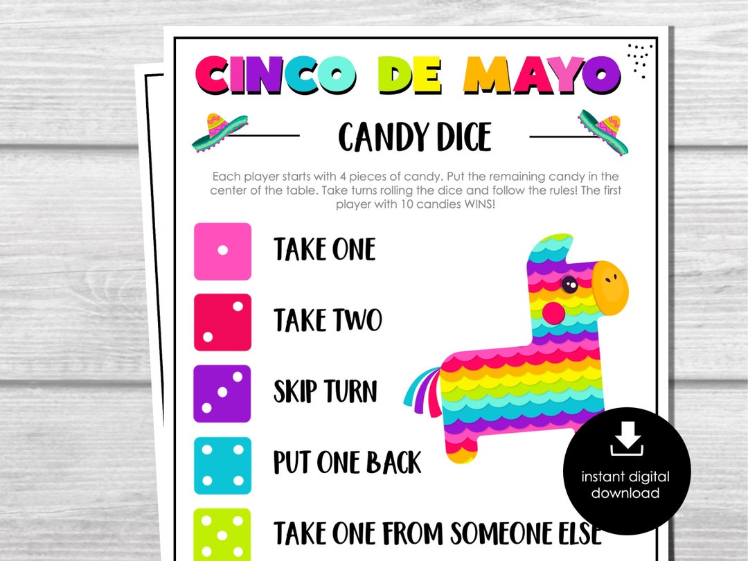 Cinco De Mayo Candy Dice Game Printable May Party Game - Etsy