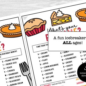 What's Your Pie Name With Name Tags & Sign, Icebreaker, Pie Contest ...