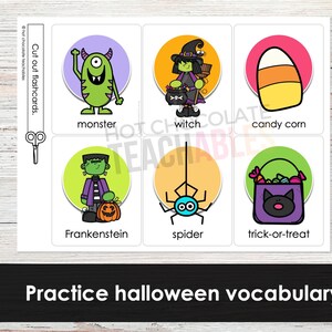 Halloween Printable Flashcards for Kids Halloween Vocabulary - Etsy