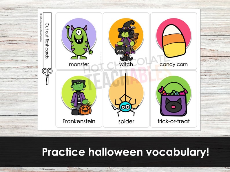 Halloween Printable Flashcards for Kids Halloween Vocabulary - Etsy