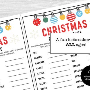 Christmas Party Game, Finish the Phrase, Fun Party Activity, Kids and ...